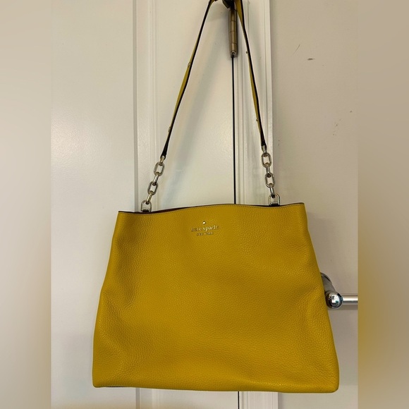kate spade | Bags | Kate Spade Chartreuse Yellow Leather Shoulder Bag ...